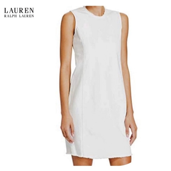 Ralph Lauren | Dresses | Lauren Ralph Lauren White Raw Edge Denim Dress ...